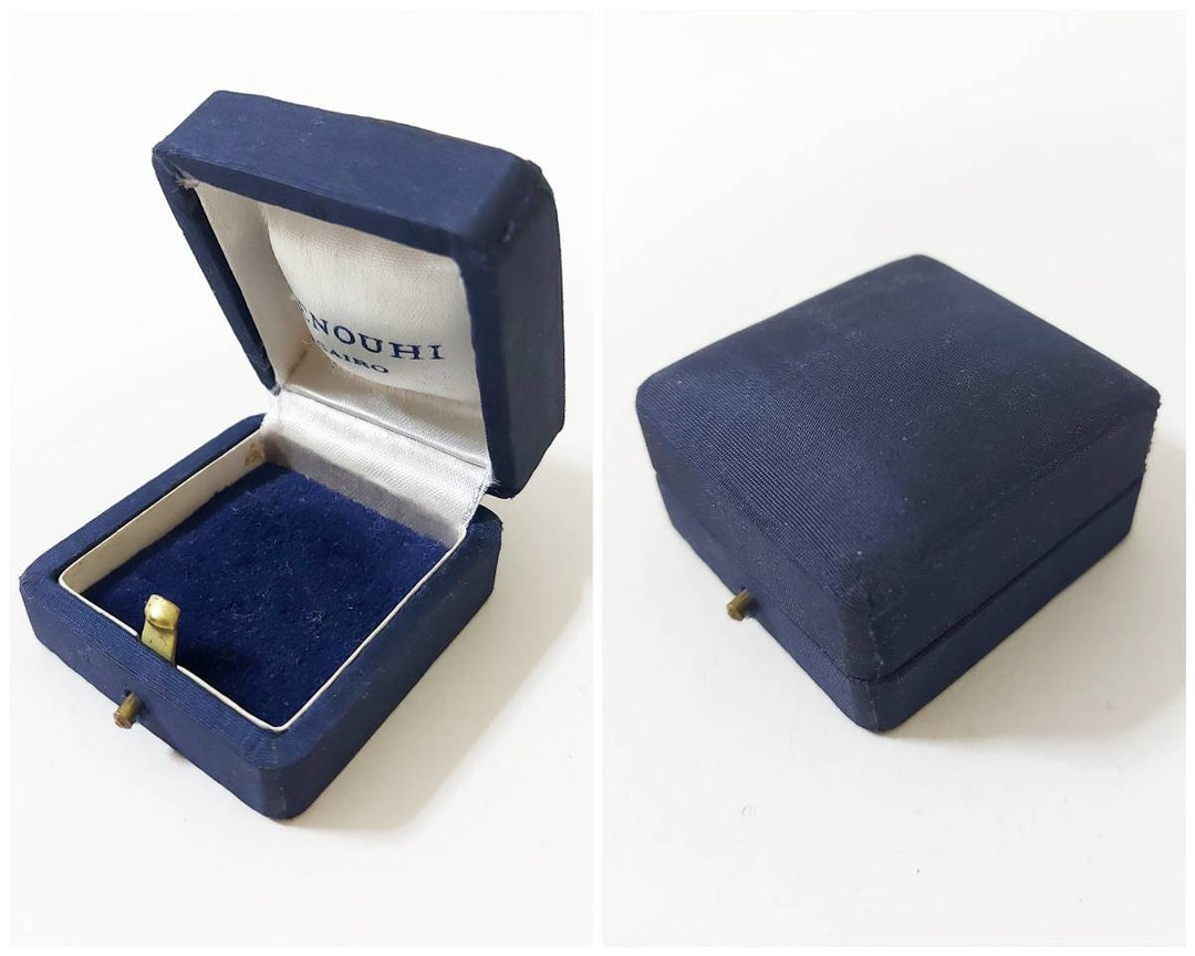 Vintage Blue Fabric Ring Box / Jewel Box - Etsy