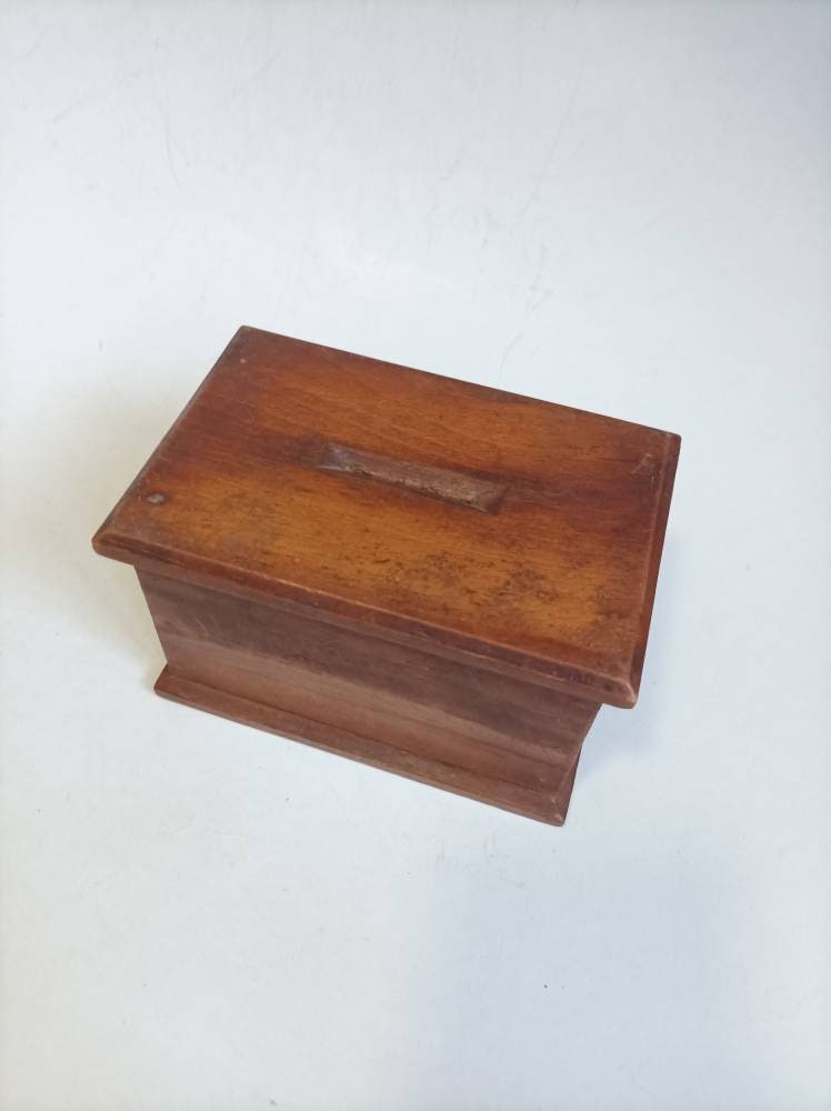 Antique Wooden Money Box / Hand Made Coin Bank - Etsy