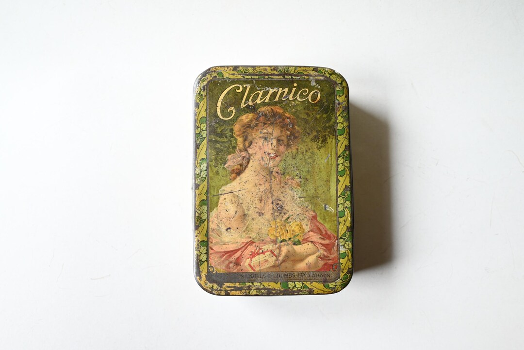 Antique Clarnico Litho Tin Candy Box London / Edwardian Lady Portrait ...
