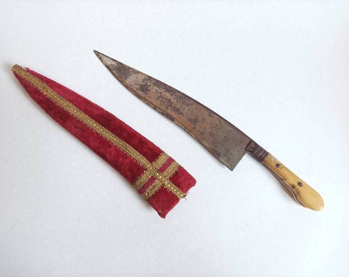 Antique Knife / Original Seath / Hand Forged / Hand Carved / Cretan ...