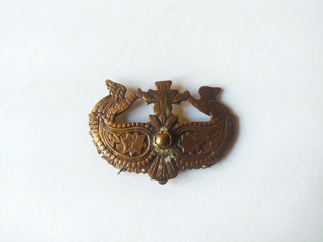Greek Antique Traditional Costume Copper Brooch / Eagles and Cross ...