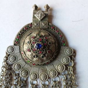 Antique Large Bedouin Tribal Pendant With Bells / Kuchi Afghan or Yemen Necklace / Traditional ...