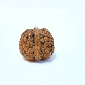 Antique Hand Carved Hediao Nut / Chinese / Tiger / Arhats Lohan ...