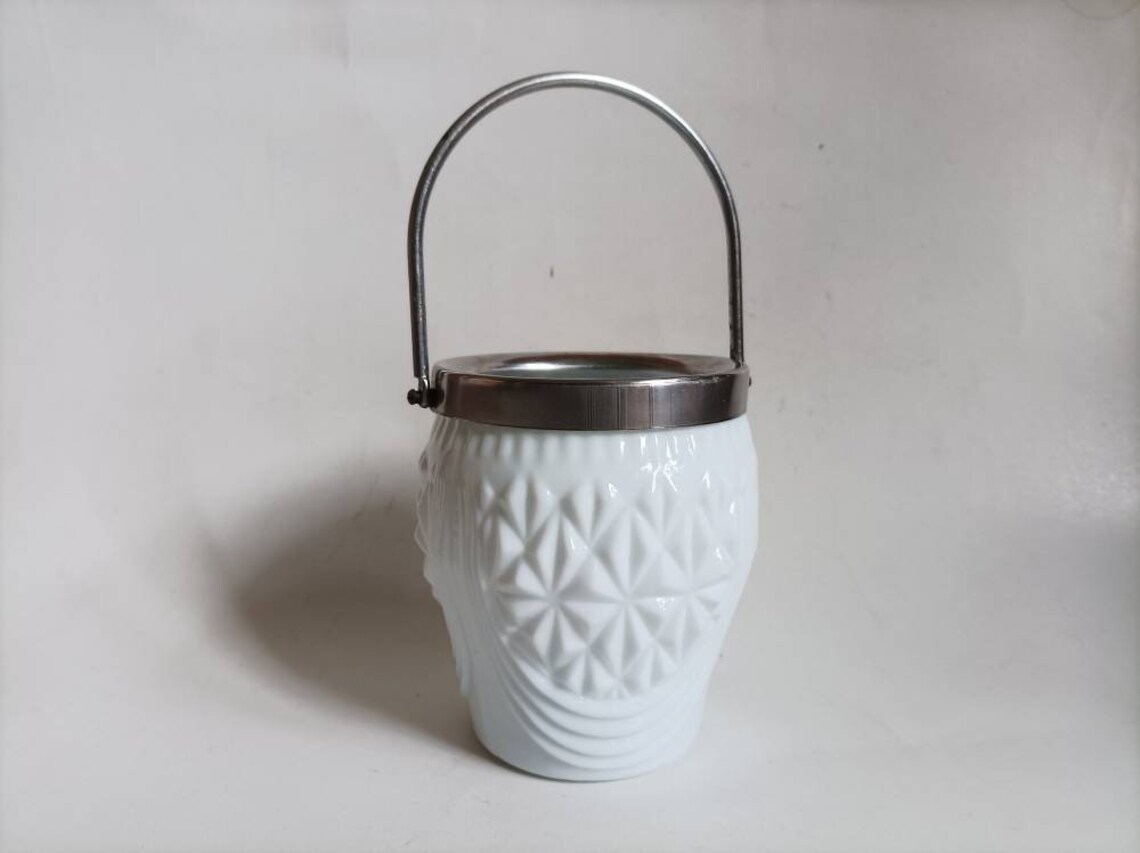 Vintage Milk Glass Ice Bucket / Ice Serving - Etsy