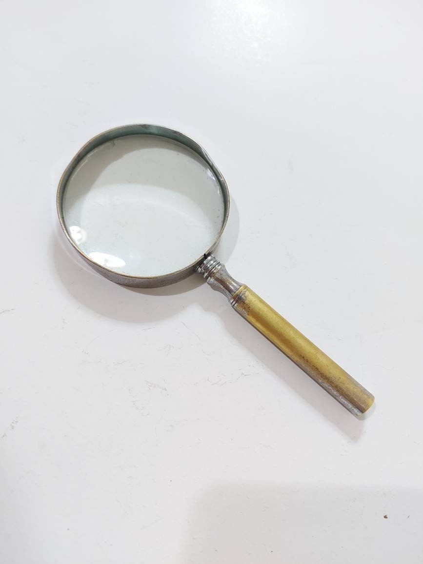 Antique Magnifying Glass / Desktop Magnifier / Nickel Plated Brass - Etsy