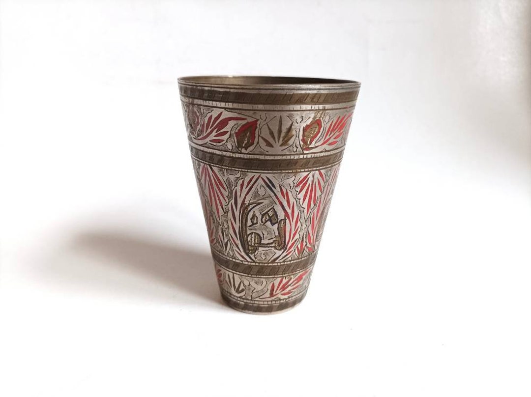 Vintage Islamic Engraved Cup / Brass Drinking Glass - Etsy