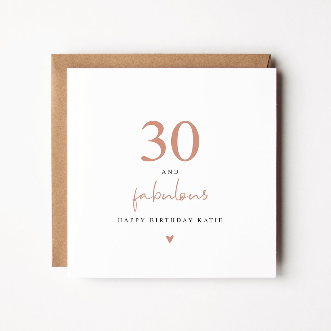 Personalised 30th Birthday Card 30 and Fabulous Birthday Card for Her ...