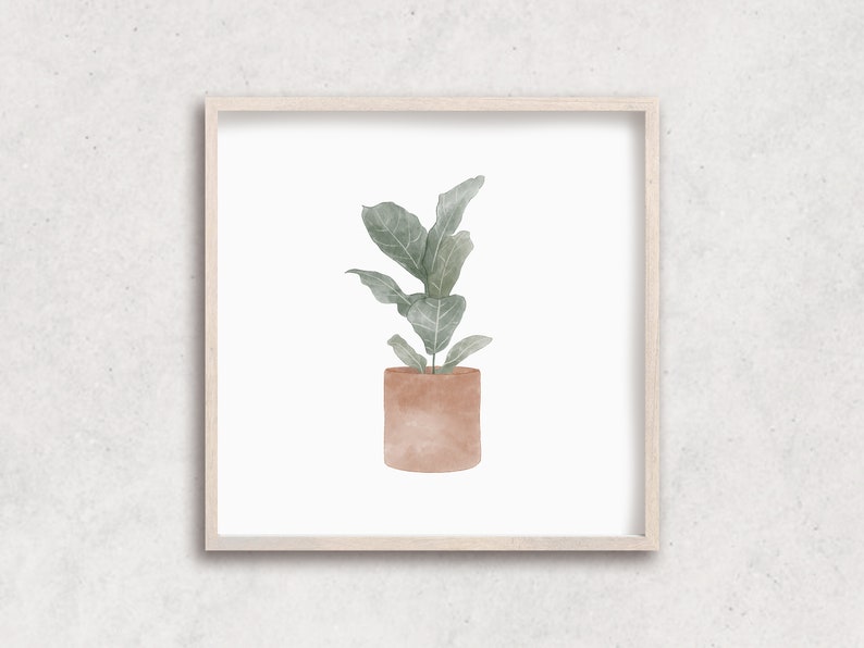 Earth Tone House Plant Greenery Wall Print - Etsy