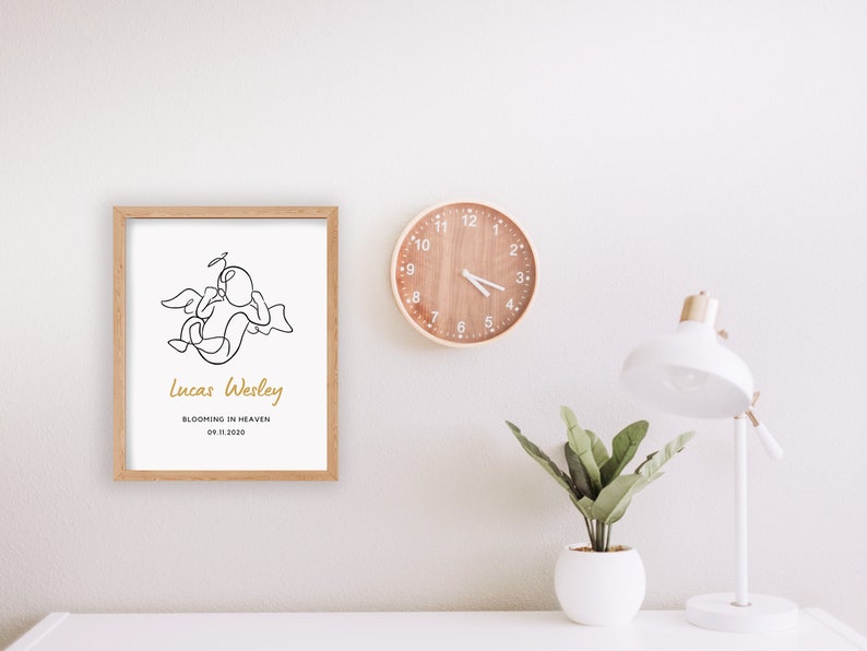 Custom Angel Baby Wall Art, Printable Miscarriage Infant Loss Gift for ...