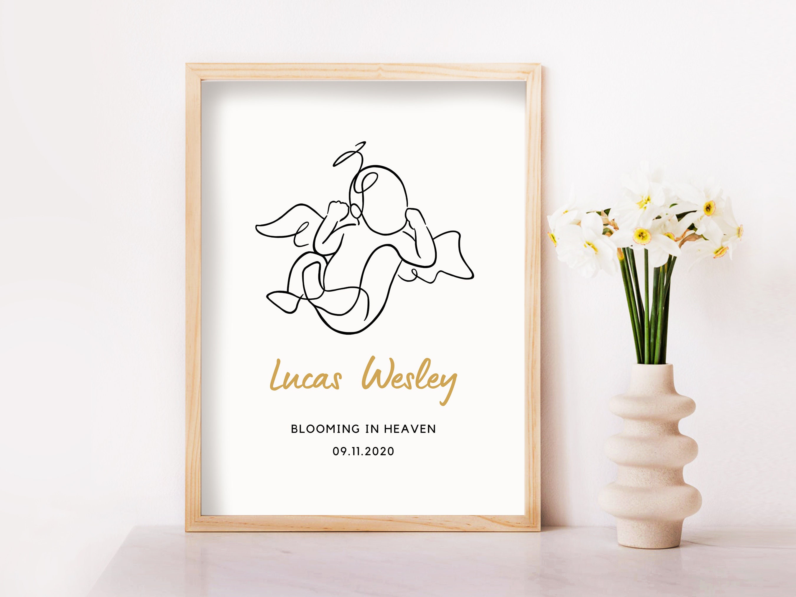 Custom Angel Baby Wall Art, Printable Miscarriage Infant Loss Gift for ...