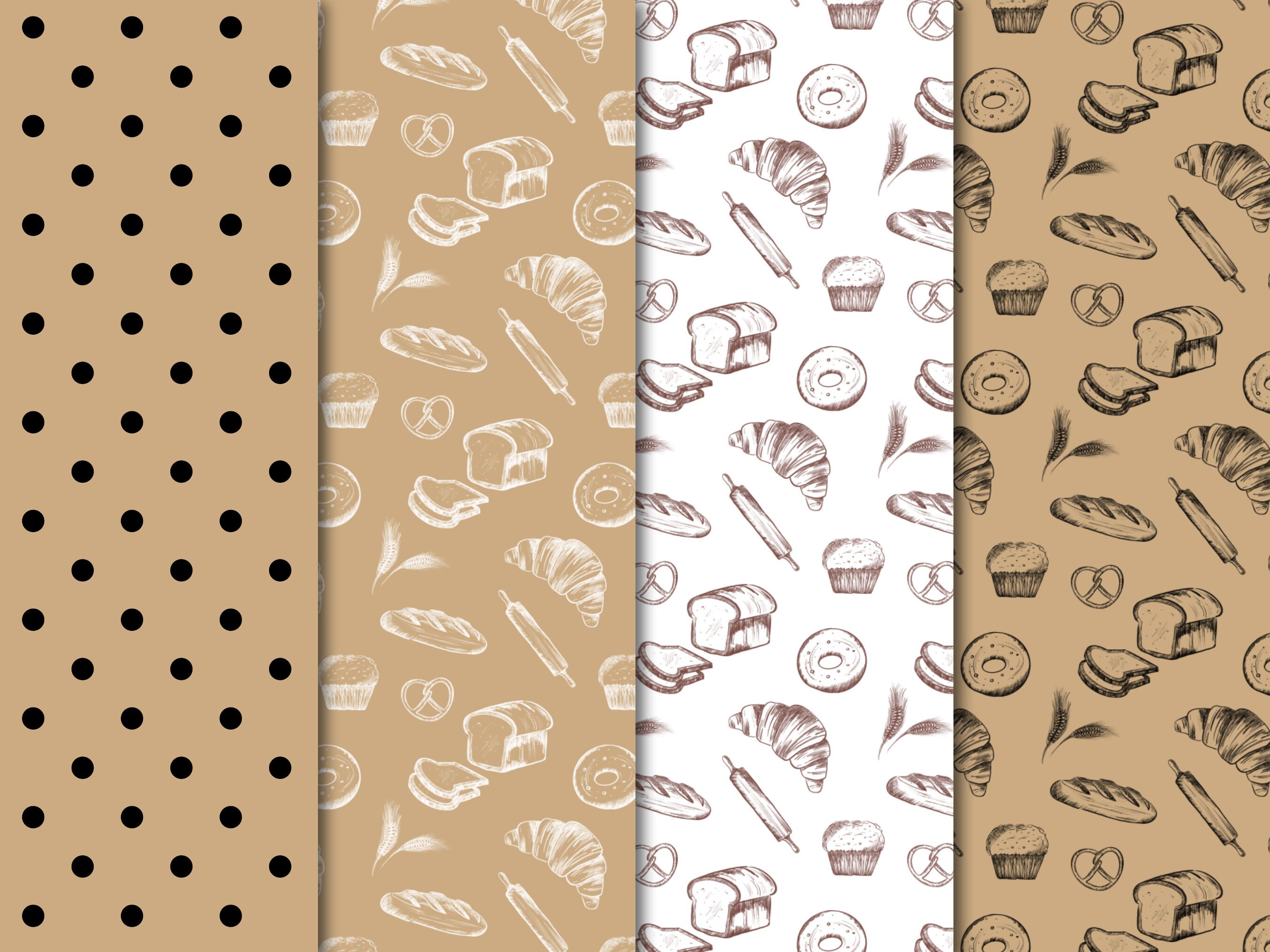 Bakery Pattern and Clipart, Bakery Digital Paper, Bakery Illustration ...