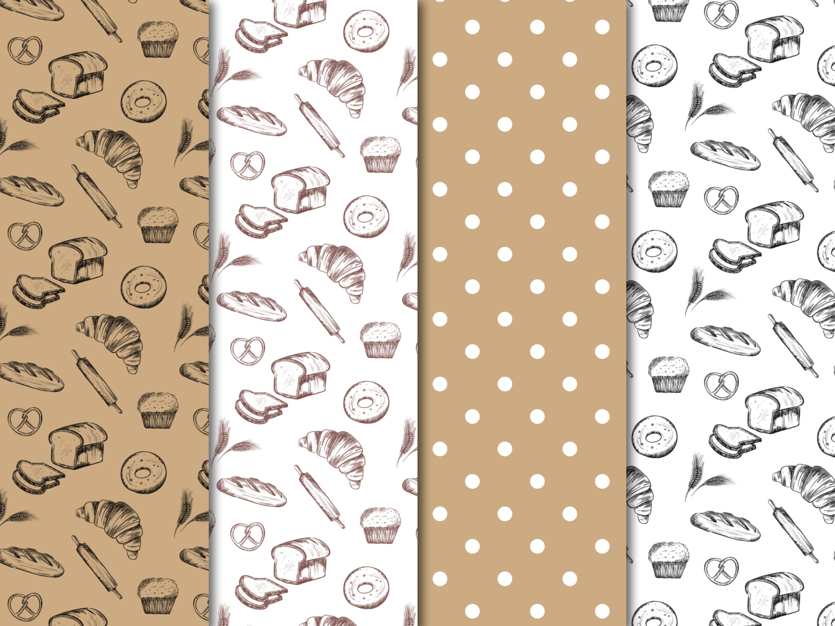 Bakery Pattern and Clipart, Bakery Digital Paper, Bakery Illustration ...
