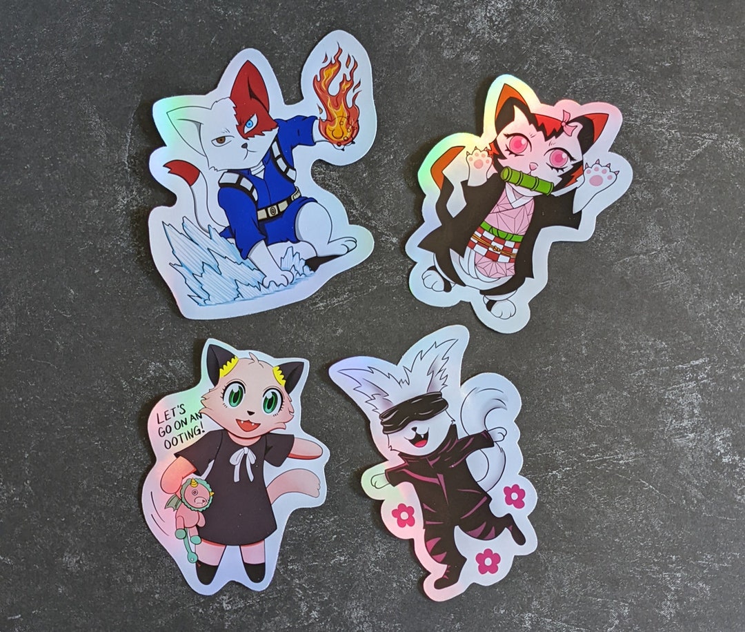 Favorite Popular Anime Character Sticker Bundle Holographic Vinyl Cat ...
