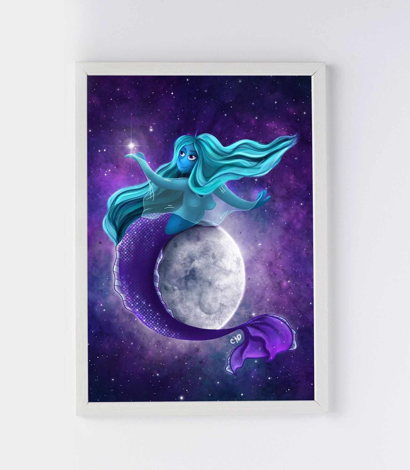 Space Mermaid Fantasy Digital Illustration 8x10 Metallic | Etsy