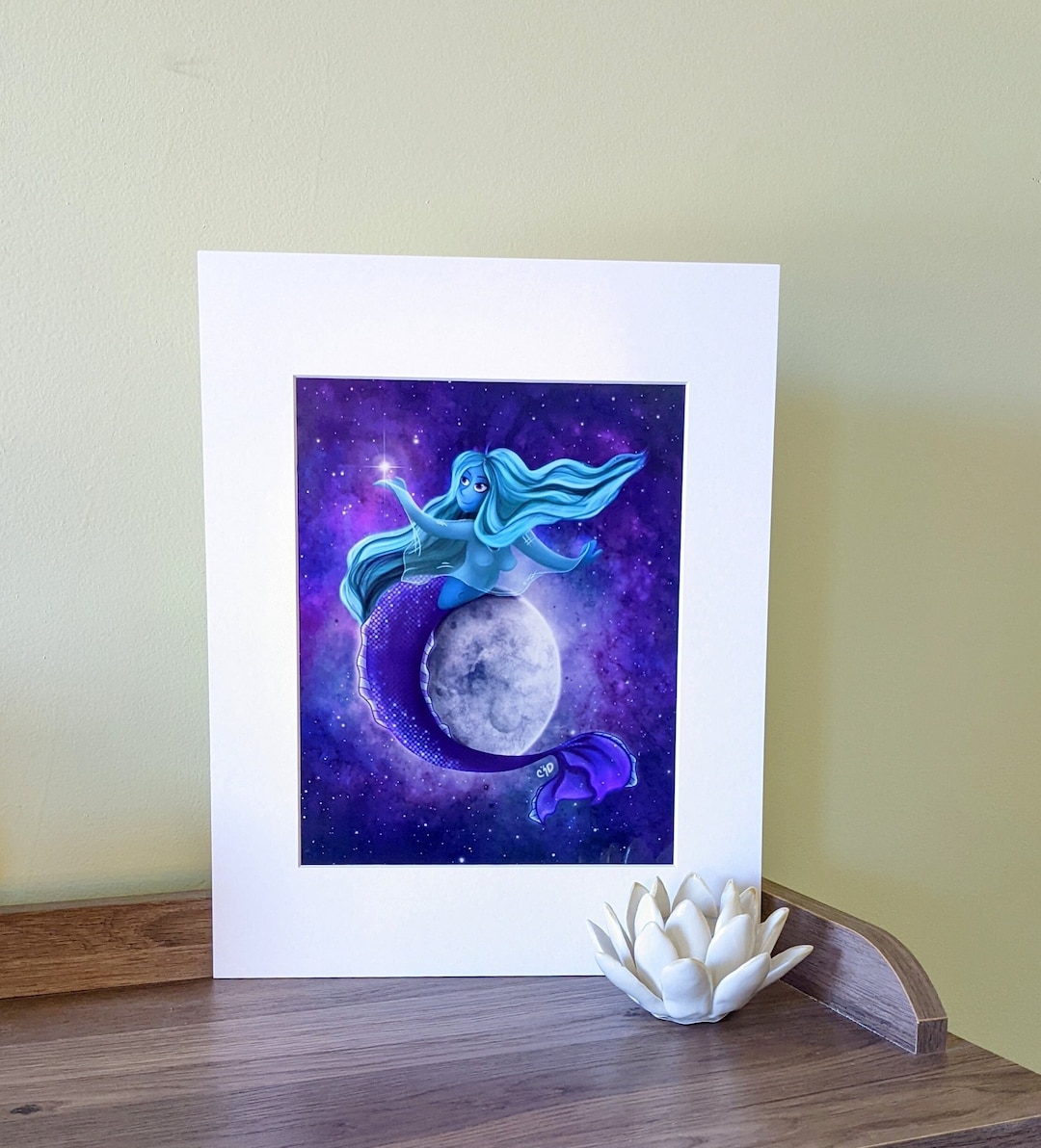 Space Mermaid, Fantasy Digital Illustration 8x10 Metallic Print - Etsy