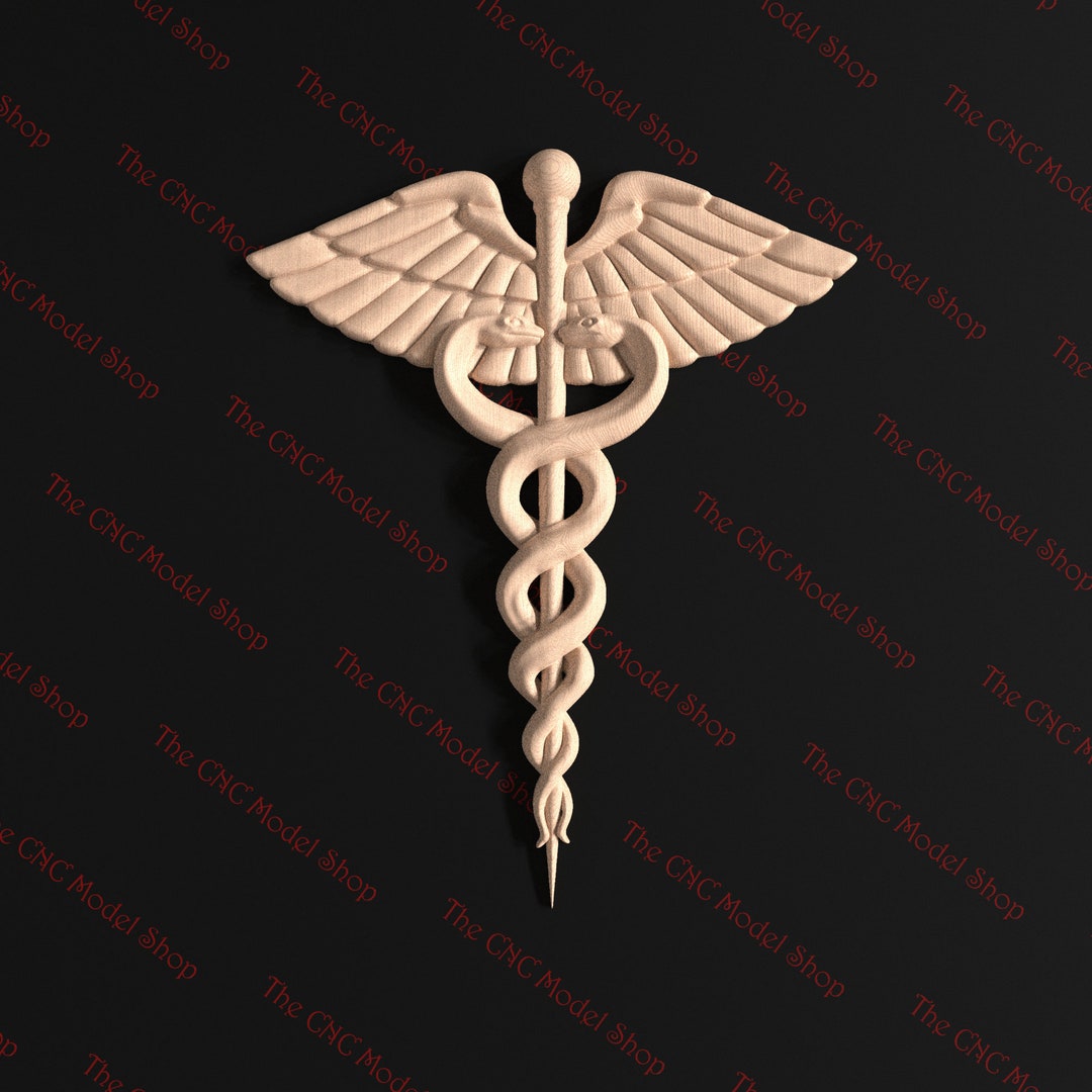 3D Relief STL File of Caduceus Symbol for CNC Router Carving - Etsy