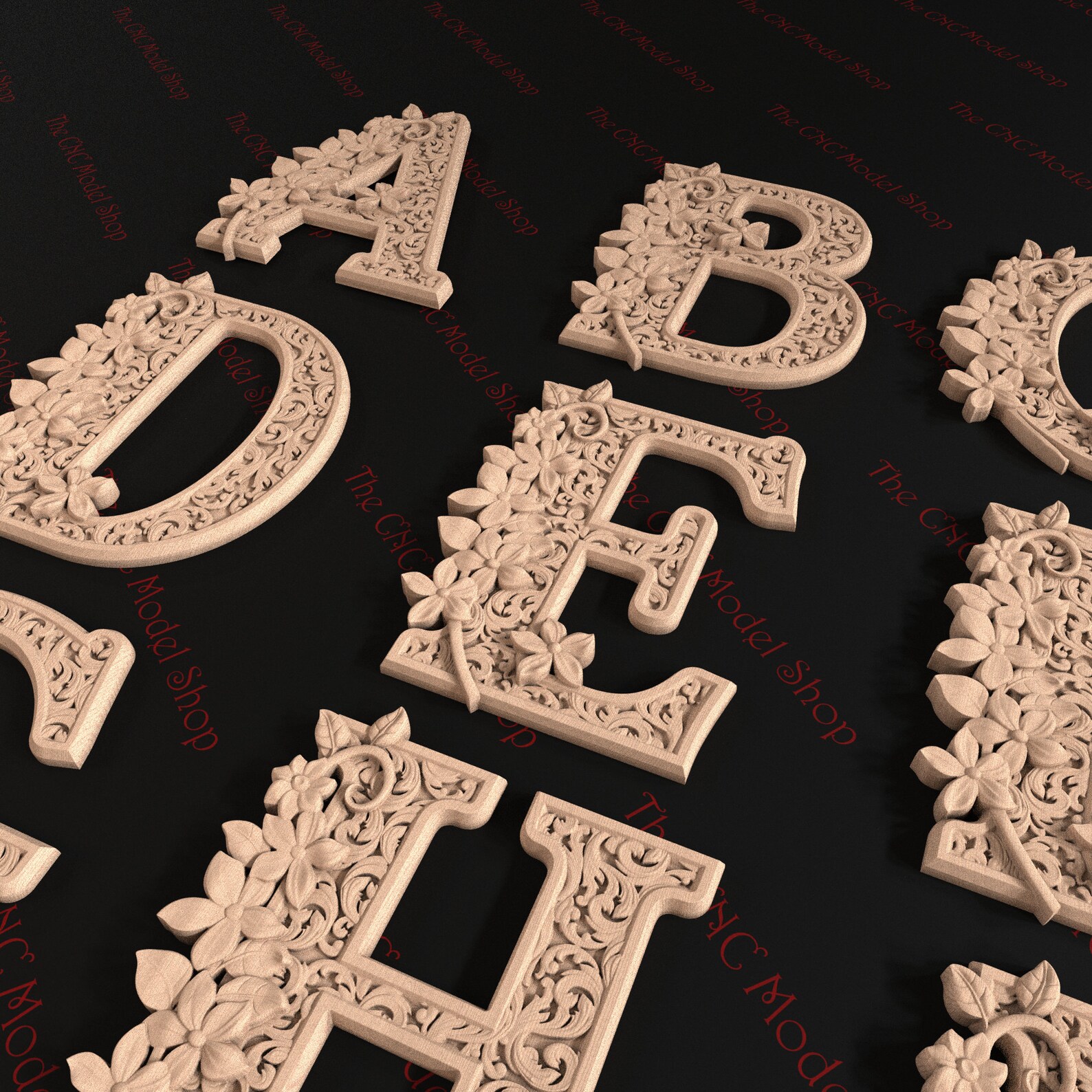 26 Pcs. 3D STL Relief File for Cnc of All Letters in the English ...