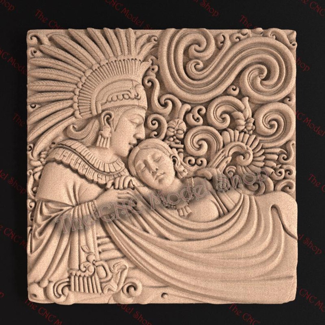 Aztec Lovers Embrace 3D Relief STL File for CNC Router Carving or 3D ...