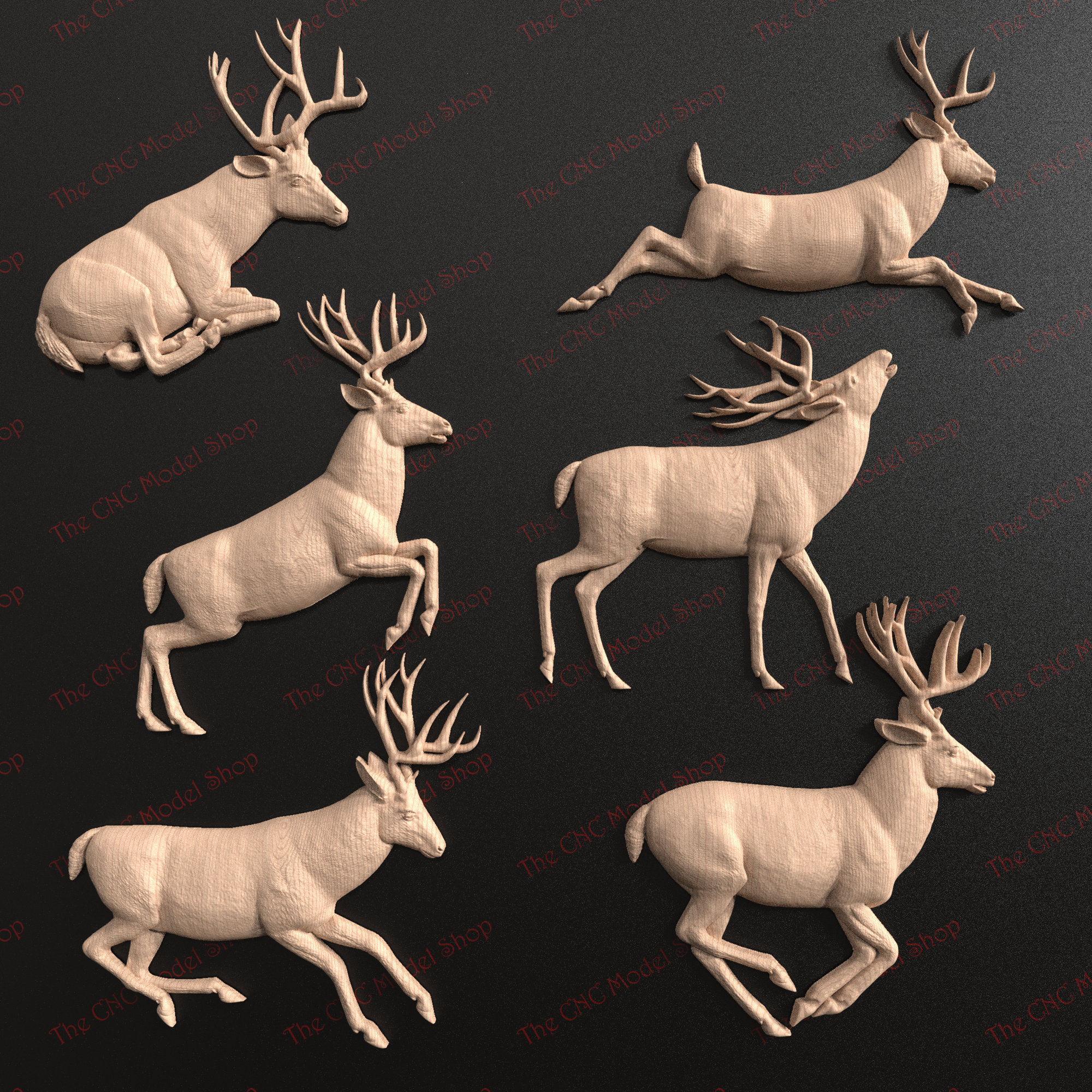 6 Pcs, 3D Relief STL Files of a Deer (deer Pack 2) for CNC Carving - Etsy