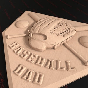 2 Pcs, Baseball Dad Sign, 3d Stl Relief CNC Router File for Cnc Carving ...