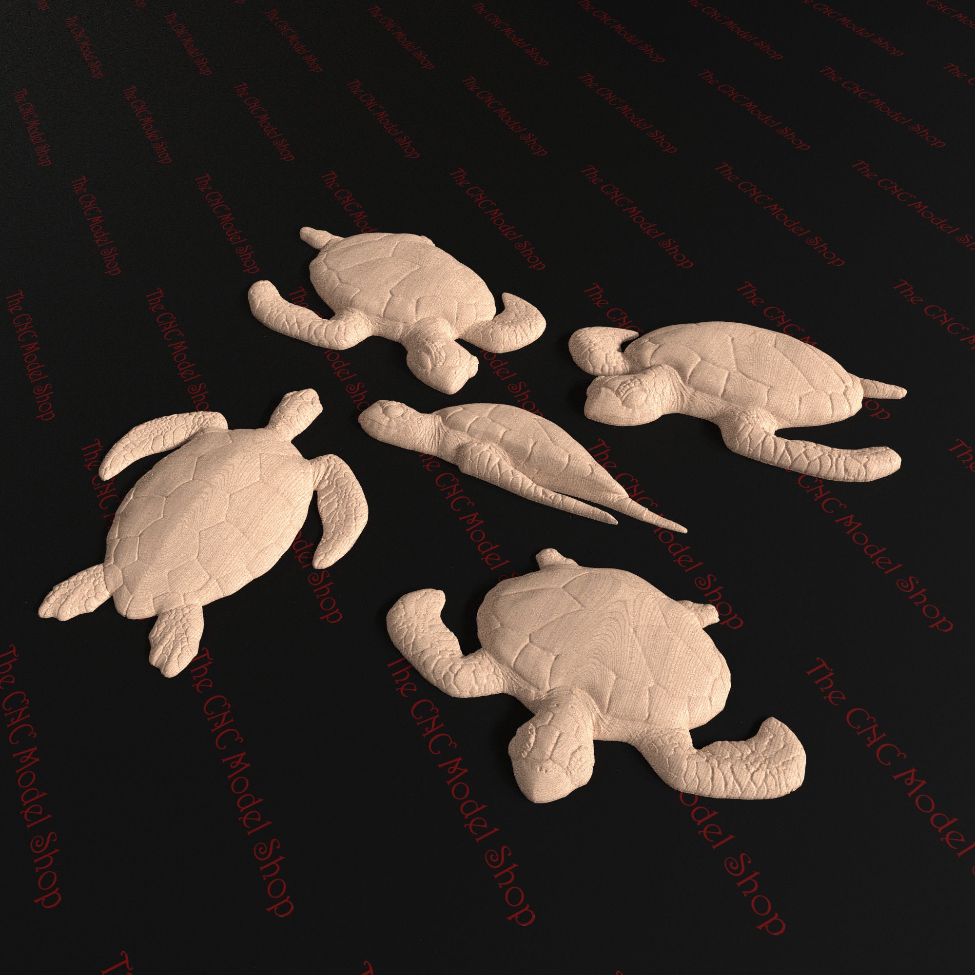 3D Relief STL Files of a Sea Turtle includes 5 Models - Etsy