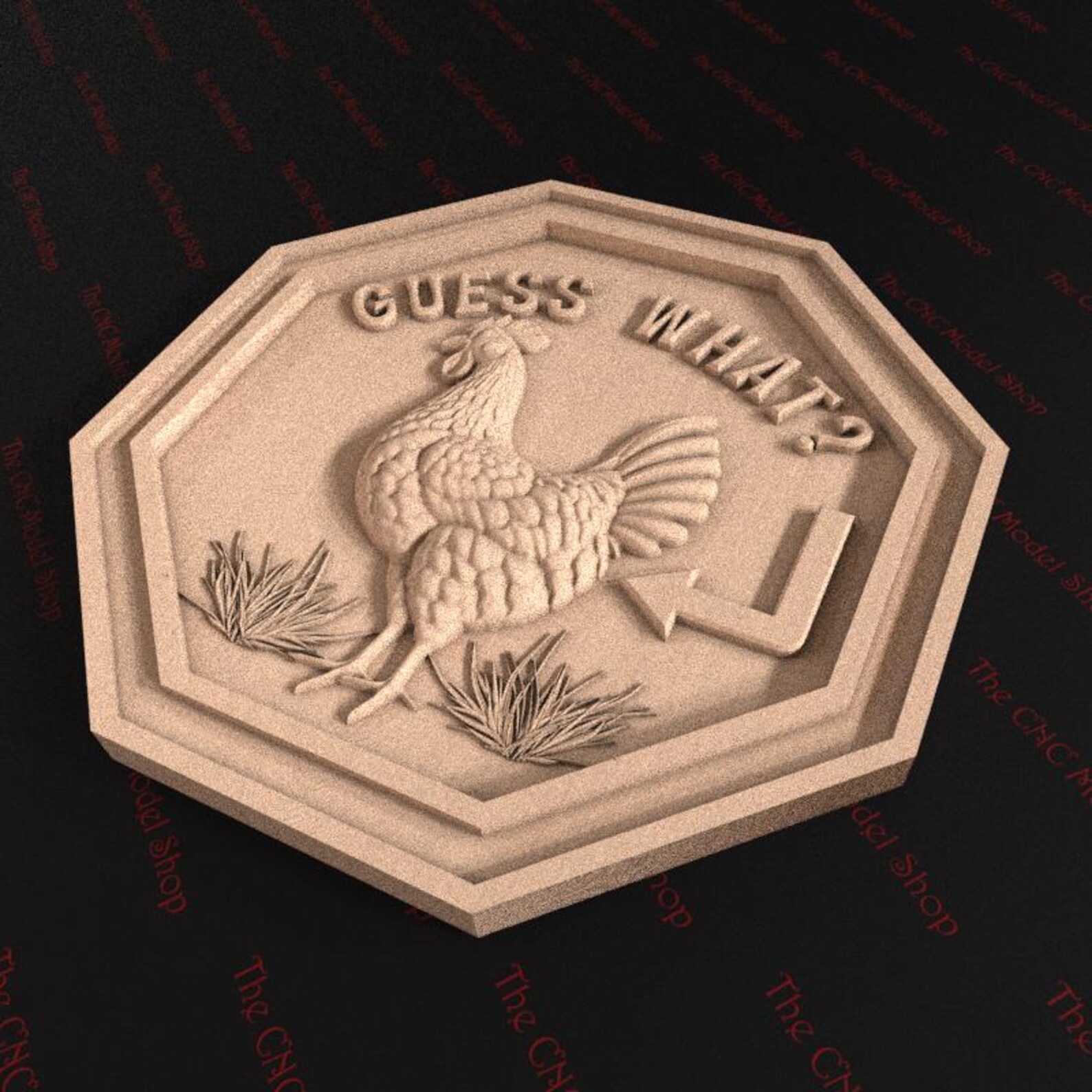 Funny Chicken Sign 3D Relief STL File for CNC Router Carving or 3D ...
