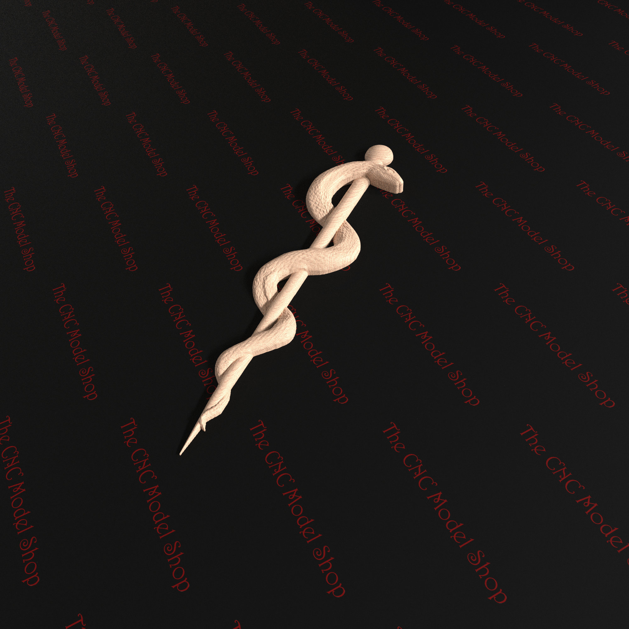 3D Relief STL File of the Rod of Asclepius Symbol for CNC - Etsy