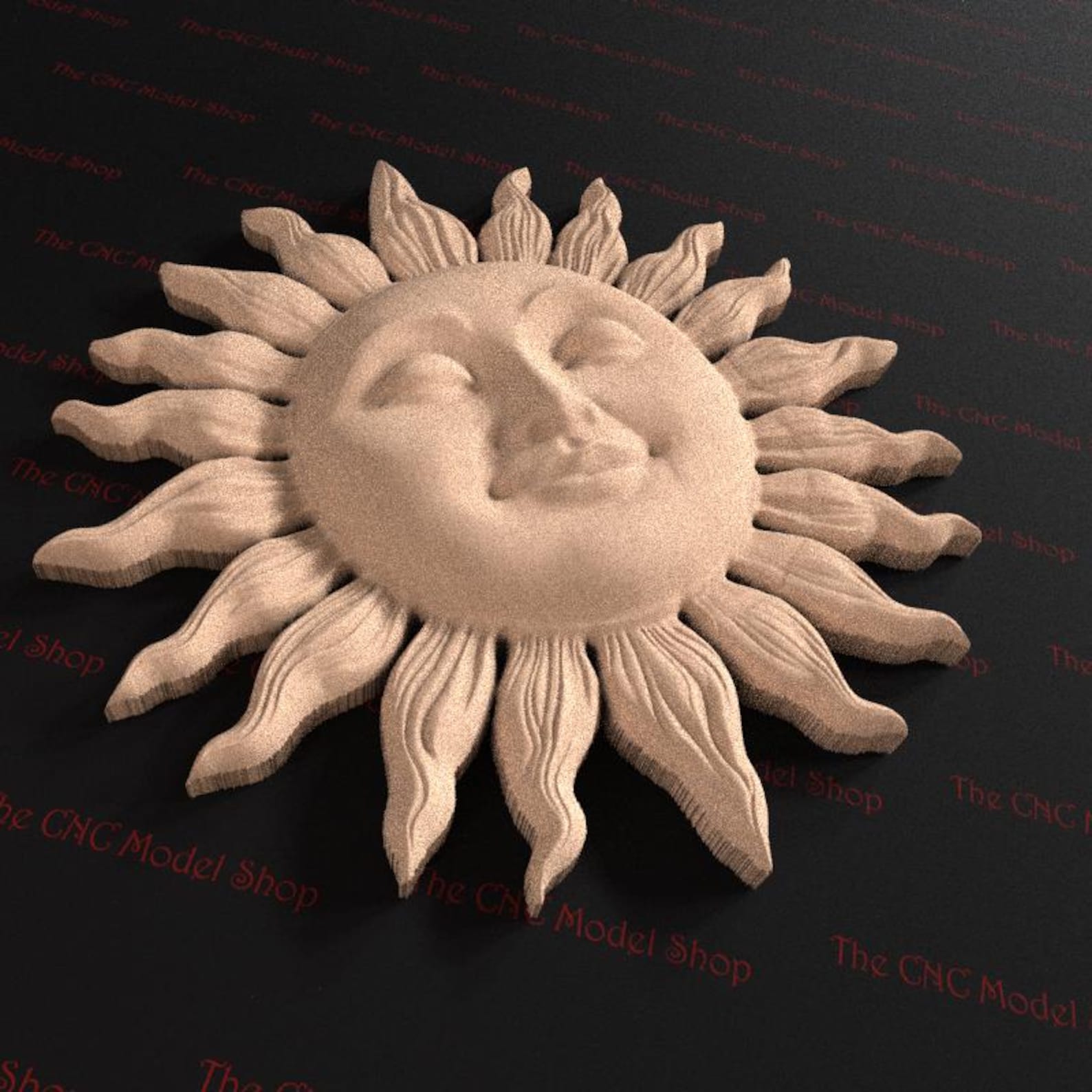 Smiling Sun Face 3D STL Relief File for CNC Router Carving or 3D Resin ...