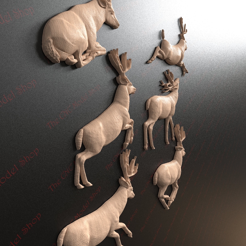 6 Pcs, 3D Relief STL Files of a Deer (deer Pack 2) for CNC Carving - Etsy