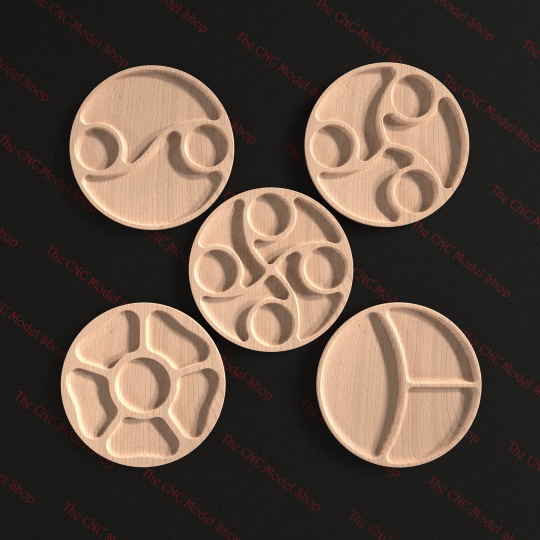 5 Pcs. 3D STL File of Circular Tray Pack #4 for CNC Router Carving - Etsy