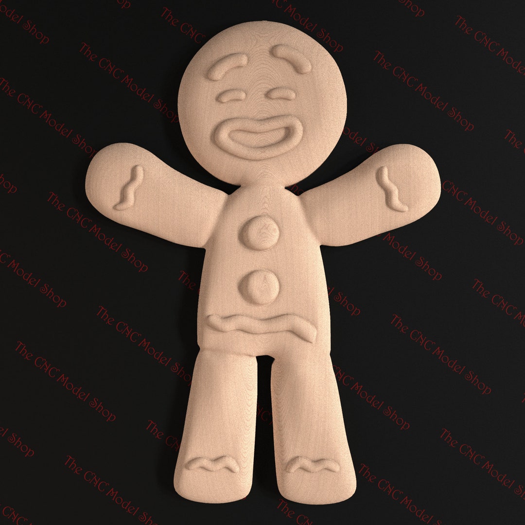 3D STL Relief File of a Christmas Holiday Gingerbread Character for CNC ...