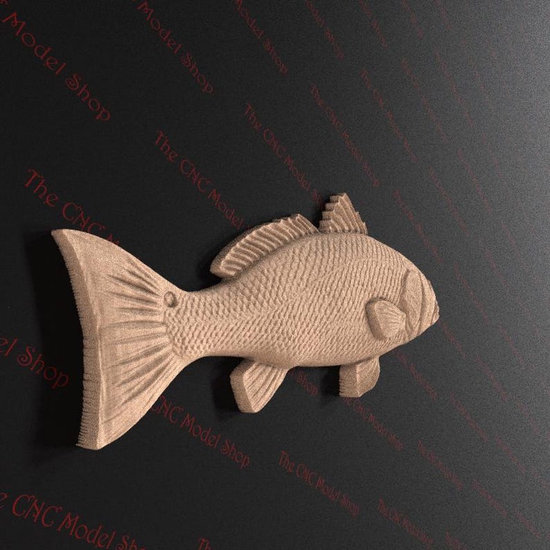 Realistic Redfish 3D Relief STL File for CNC Router Carving or 3D Resin ...