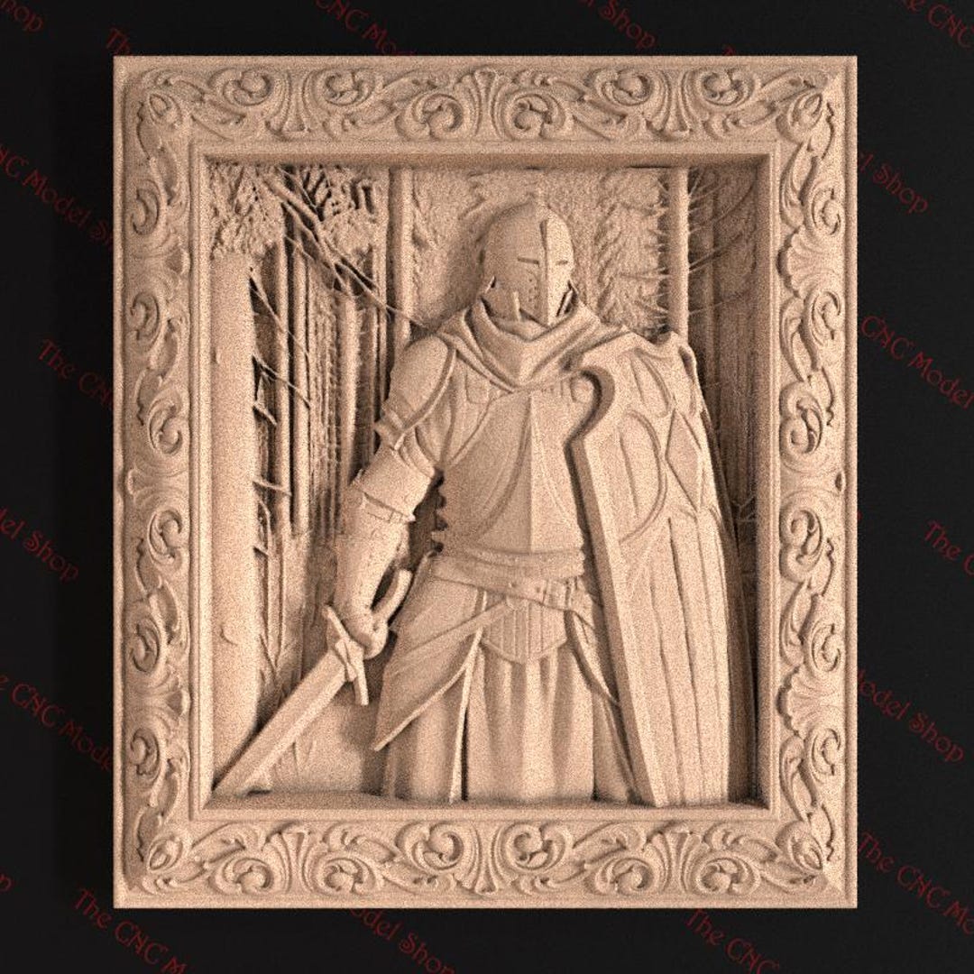 Medieval Knight 3D STL Relief File for CNC Router Carving or 3D Resin ...
