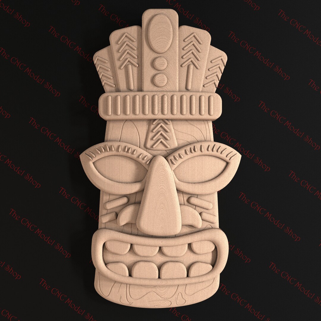 Tiki Mask 1, 3d Stl Relief File for Cnc Router Carving, Engraving or 3D ...