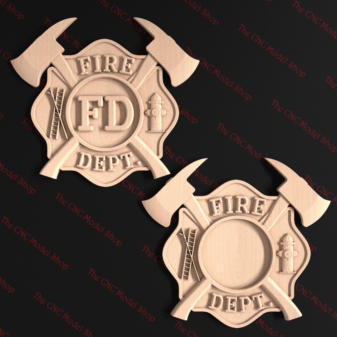Fire Department Emblem, 3d .stl Relief CNC Router File for Cnc Carving ...