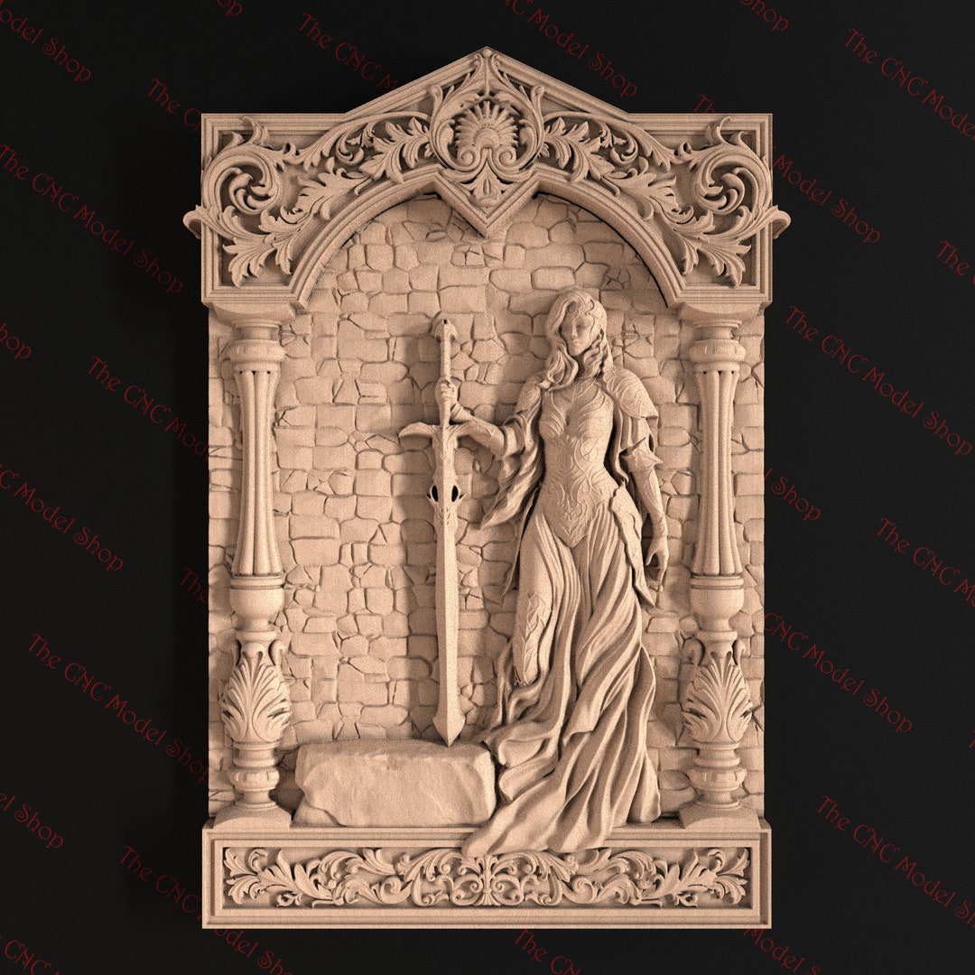 Female Fantasy Warrior, 3D STL Relief Digital File for CNC Router ...