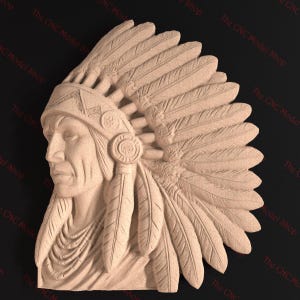 3D STL Relief File of a Native American Chief for Cnc Router Carving ...