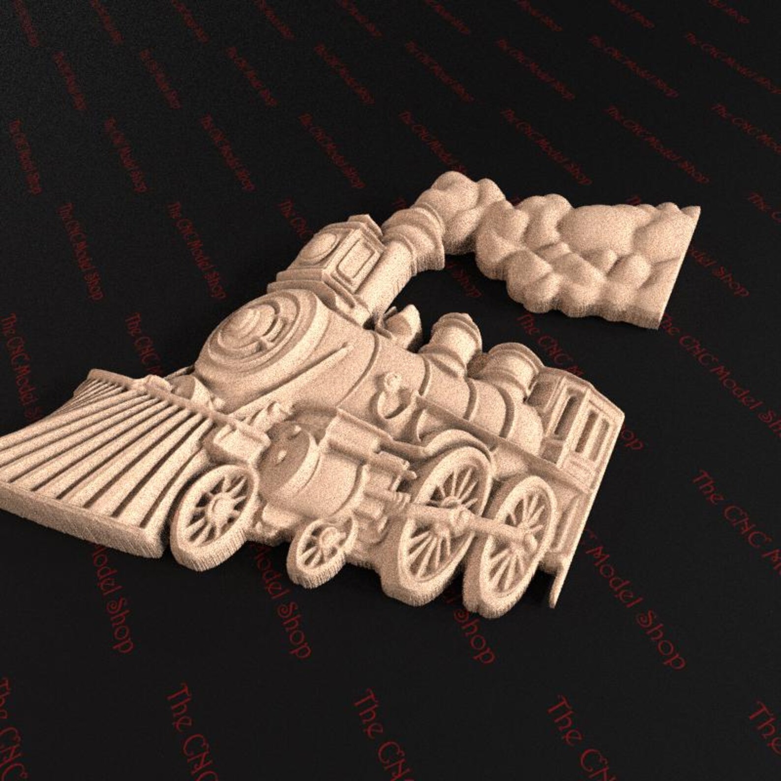 Classic Steam Locomotive 3D Relief STL File for CNC Router Carving or ...