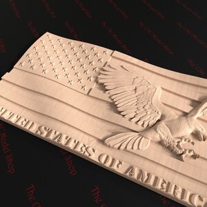 2 Pcs, 3D STL Relief Files of the American Flag Featuring Flying Eagle ...
