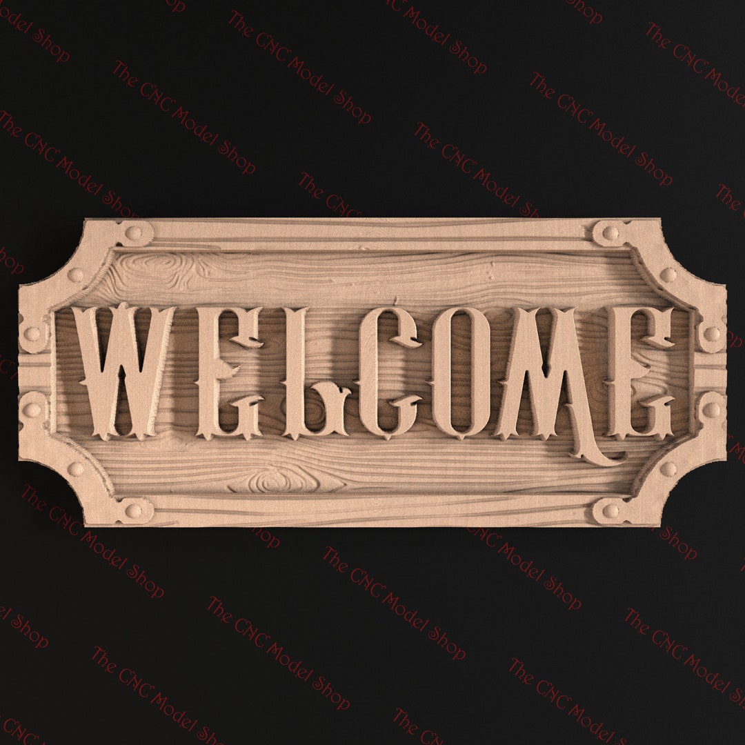Welcome Sign, 3D Relief STL File for CNC Router Carving - Etsy