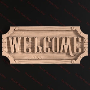 Welcome Sign, 3D Relief STL File for CNC Router Carving - Etsy