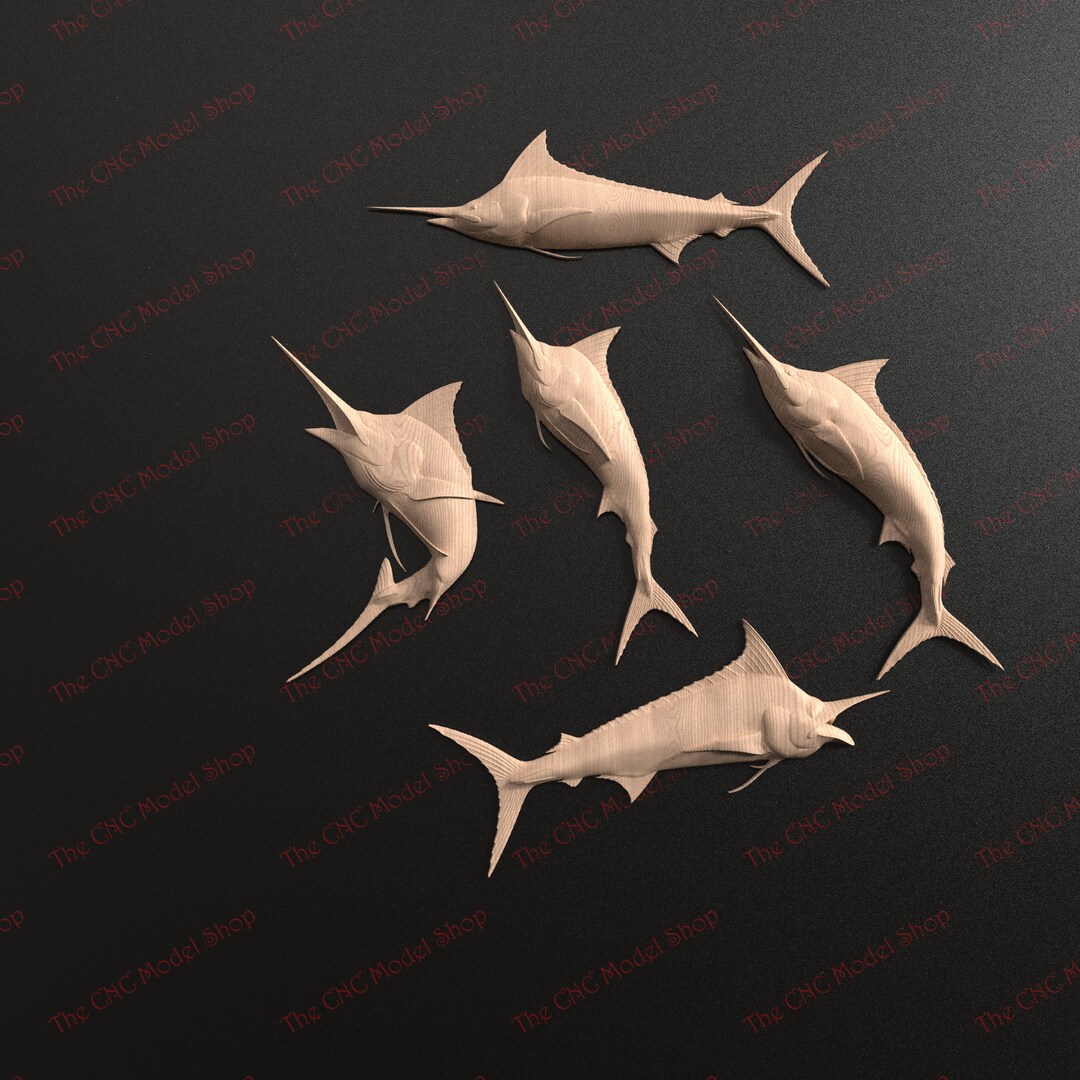 10 Pcs, 3D Relief STL Files of a Marlin - Etsy