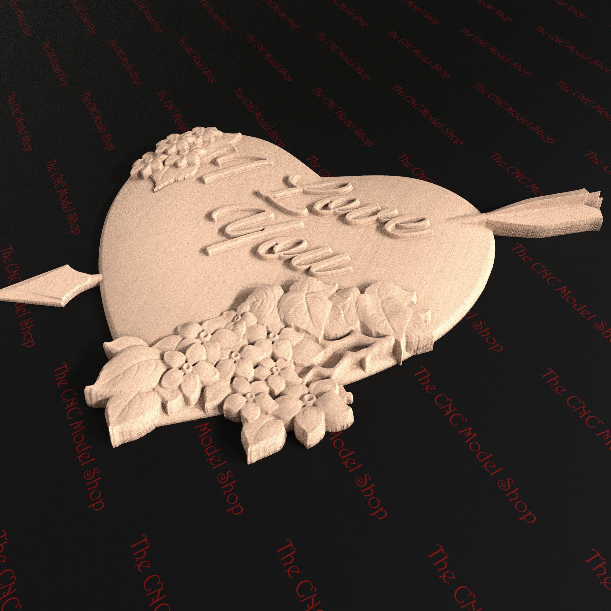 3d Relief STL File of a Floral Heart Pierced by an Arrow for - Etsy
