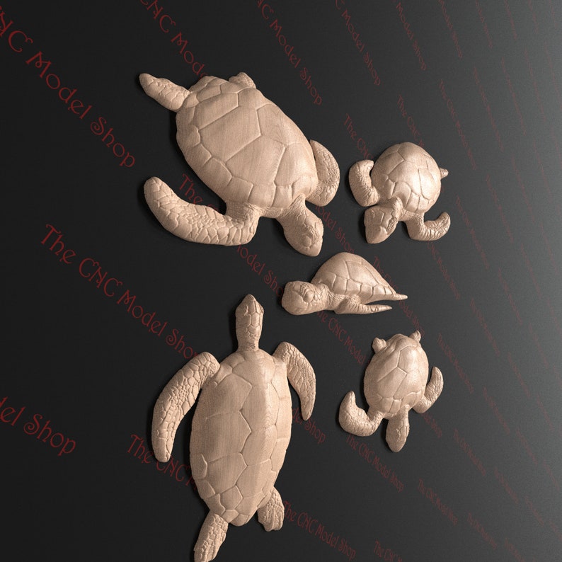3D Relief STL Files of a Sea Turtle includes 5 Models - Etsy