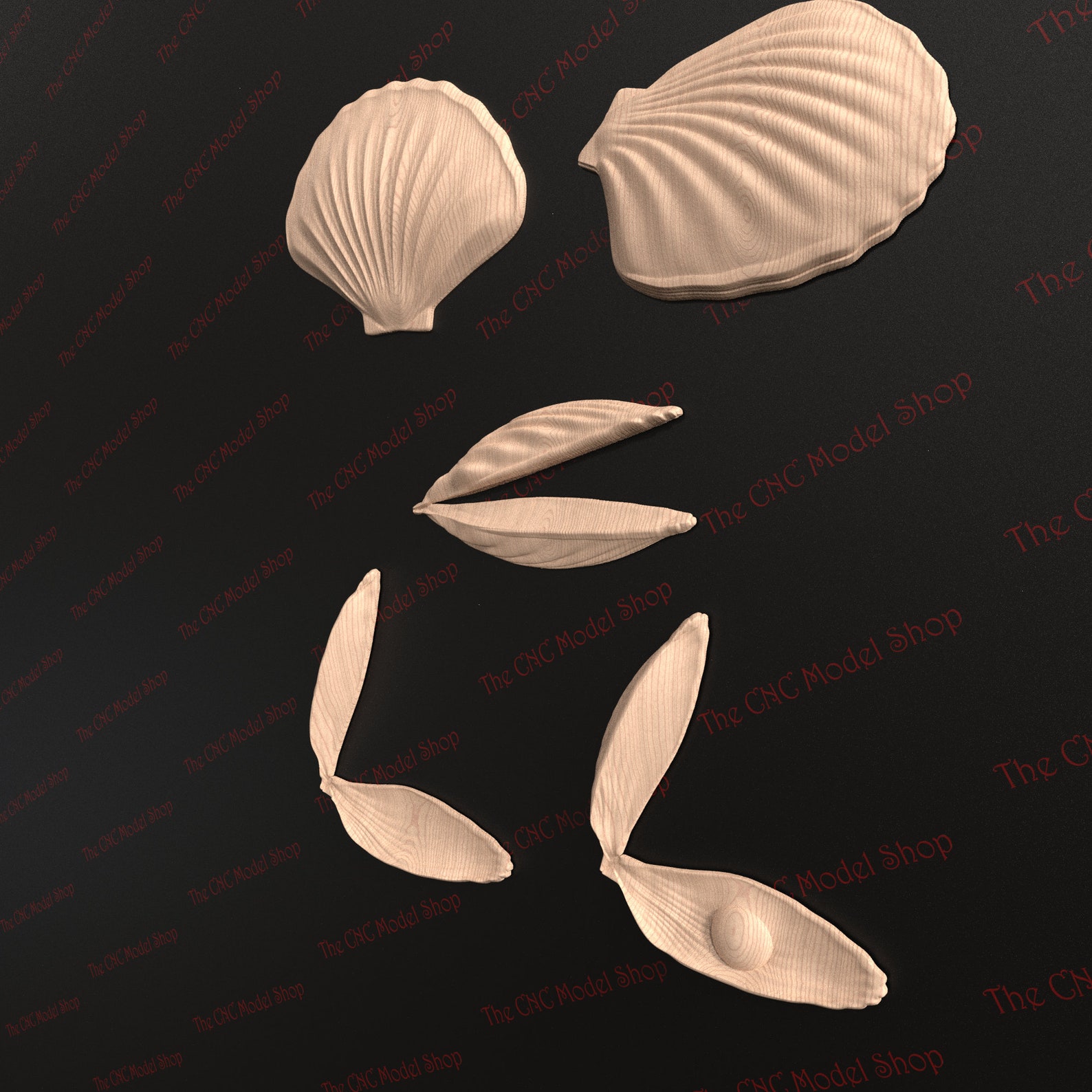 5 Pcs 3D Relief STL Files of Clam Shell - Etsy