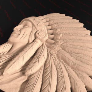 3D STL Relief File of a Native American Chief for Cnc Router Carving ...