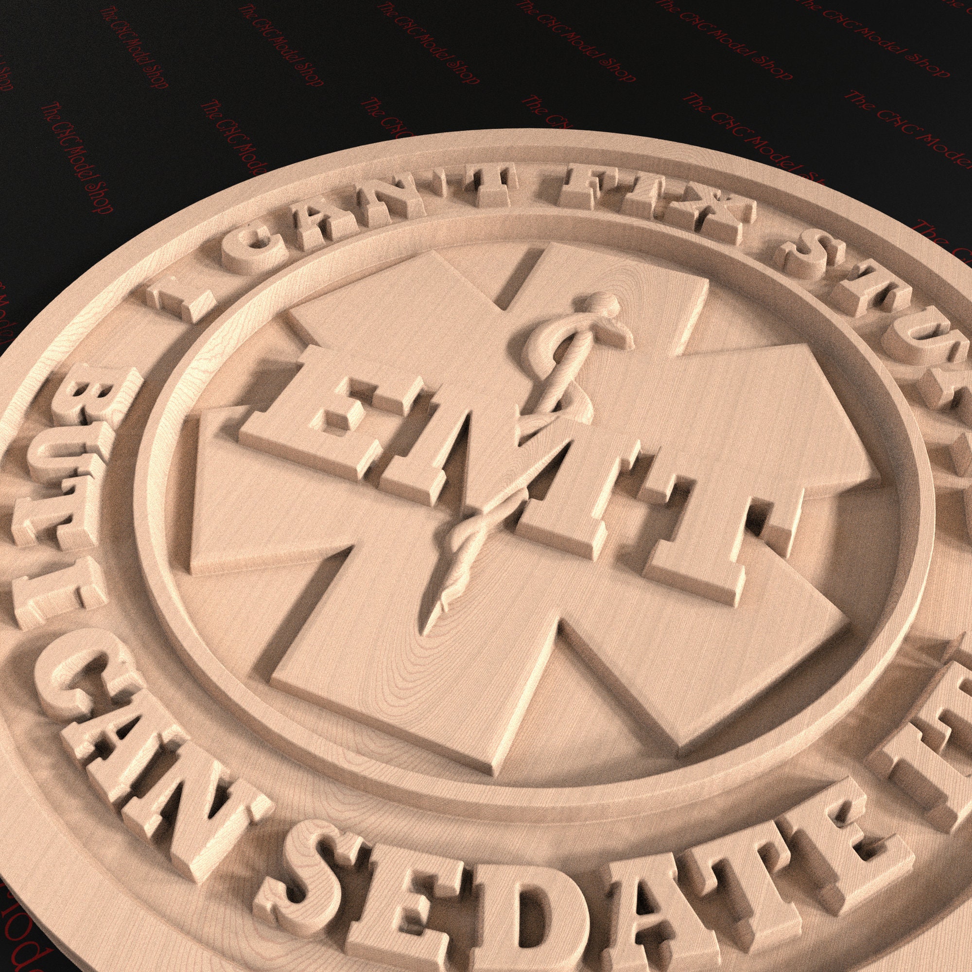 EMT Sign, Can't Fix... 3d .stl Relief CNC Router File for Cnc Carving ...