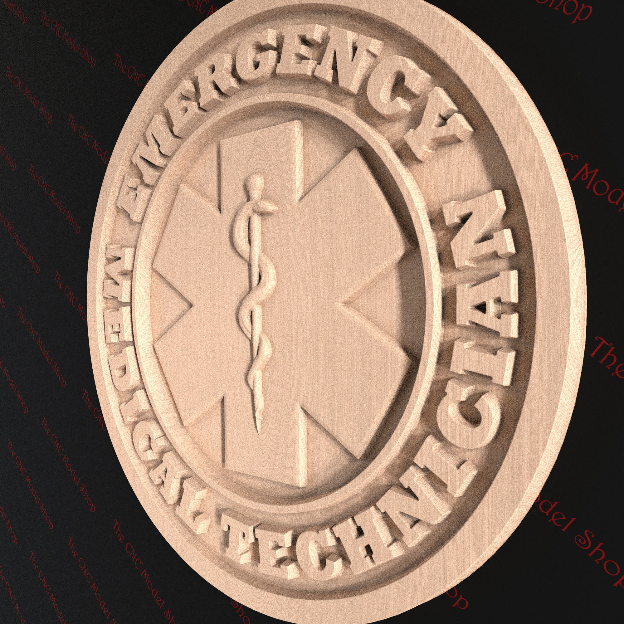 EMT Sign 3d .stl Relief CNC Router File for Cnc Carving - Etsy