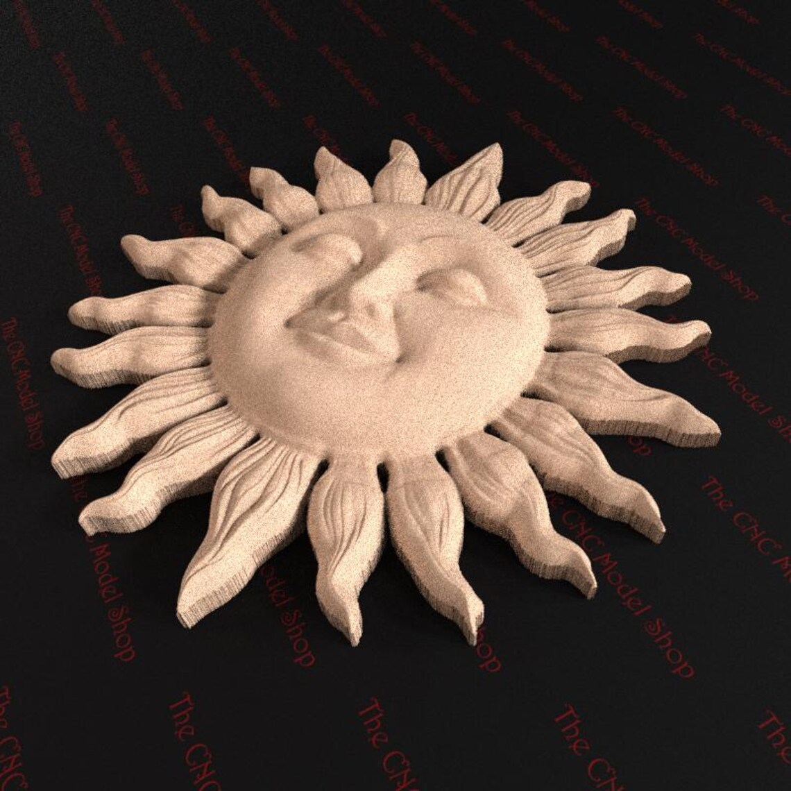 Smiling Sun Face 3D STL Relief File for CNC Router Carving or 3D Resin ...