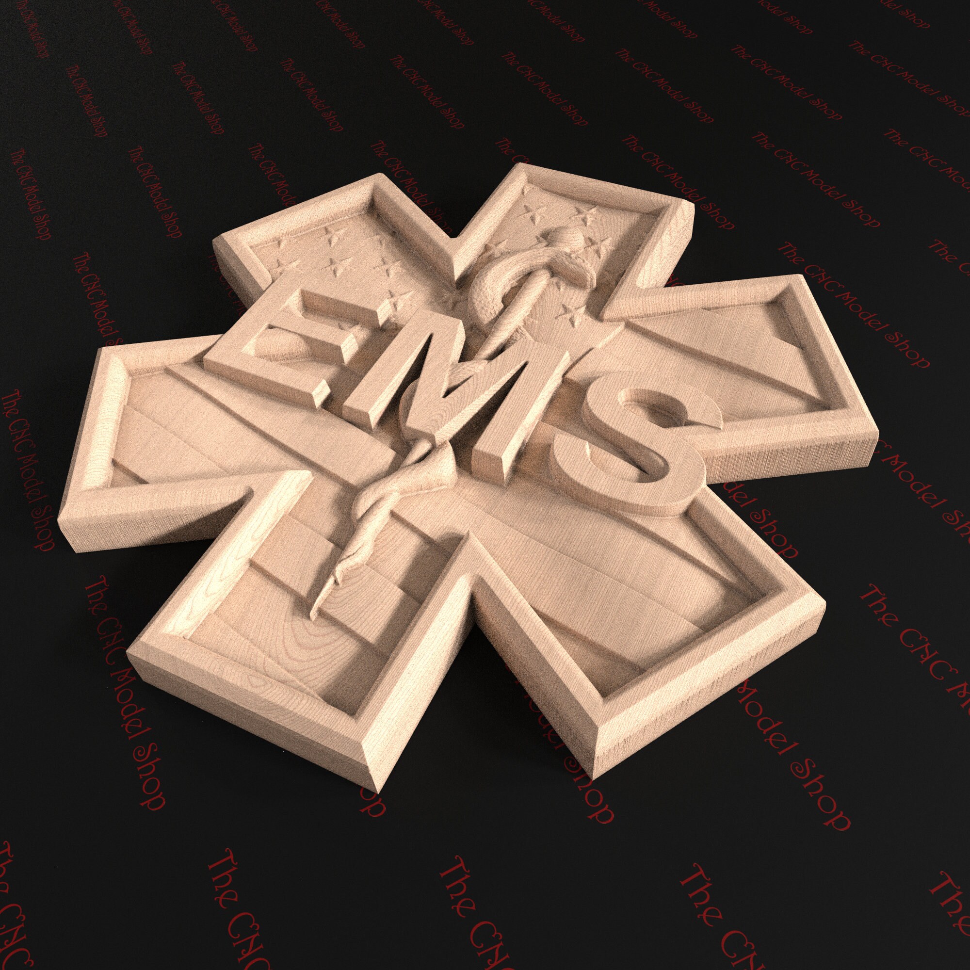 EMS Sign With US Flag 3d Relief STL File for Cnc Router - Etsy